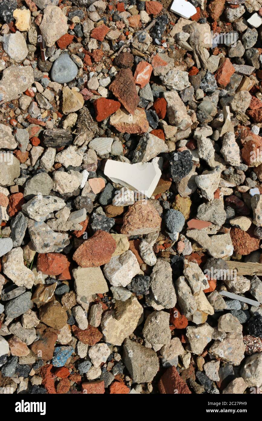 Recycled house demolition rubble that has been used as the base of a ...