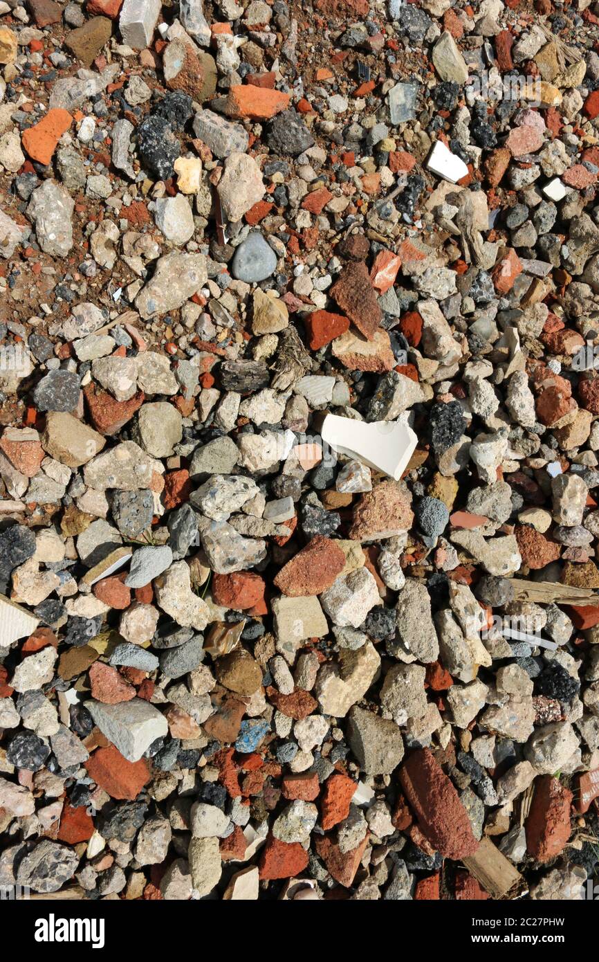 Recycled house demolition rubble that has been used as the base of a ...