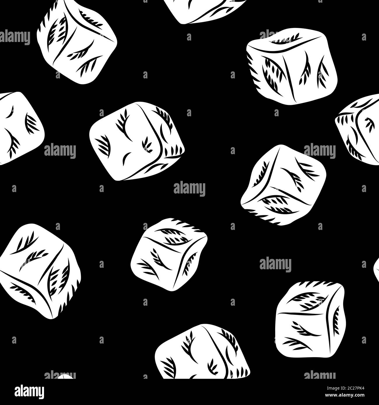 Ice cube sketch seamless pattern on blackboard. Monochrome ice cube ...