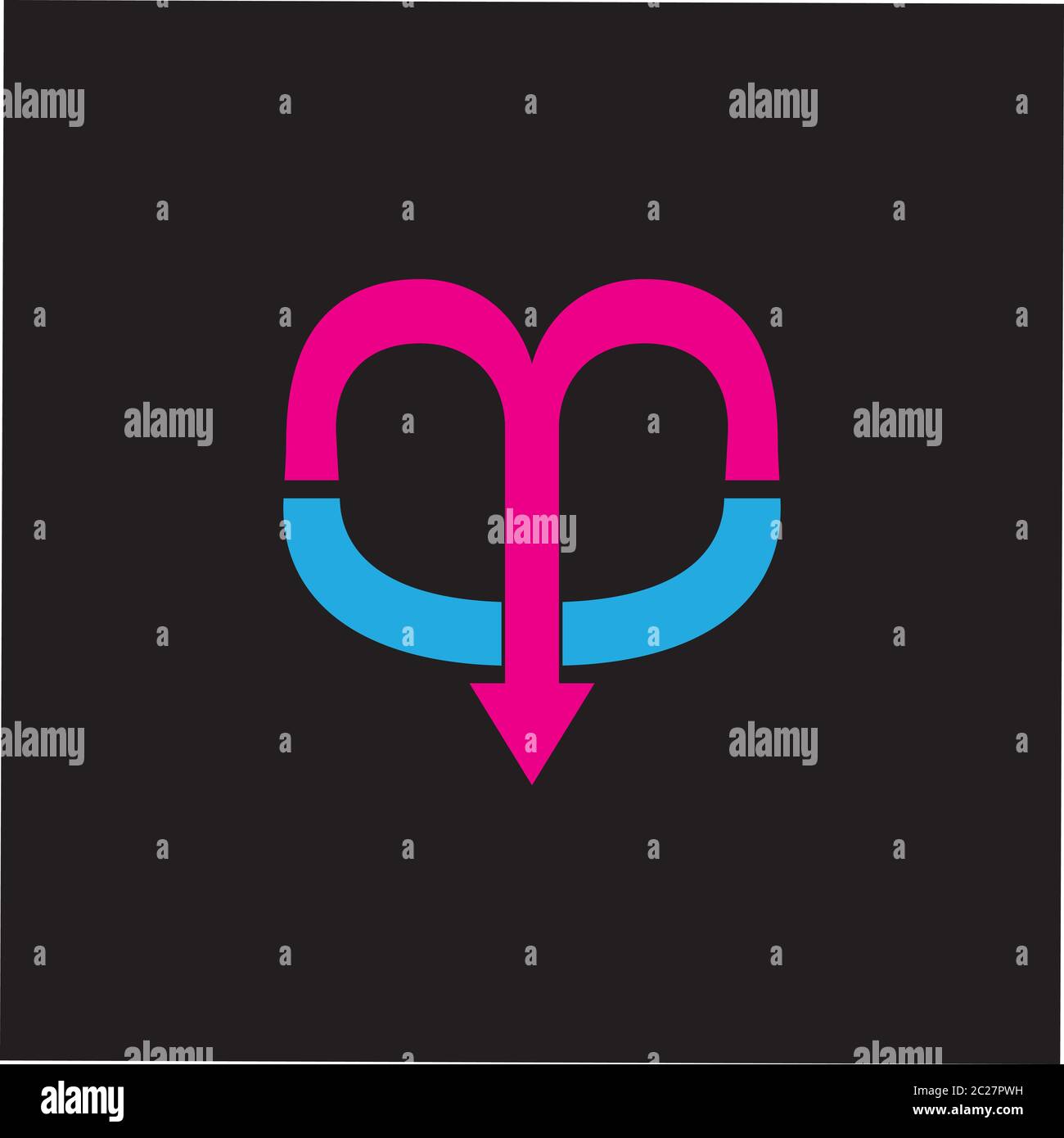 abstract letter m t bow arrow overlapping logo vector Stock Vector ...