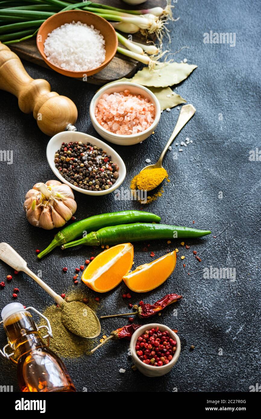 Traditional georgian spices frame Stock Photo - Alamy