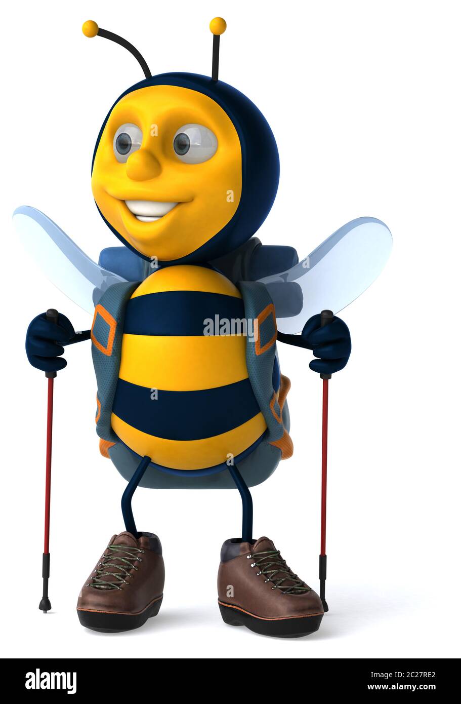 Fun backpacker bee - 3D Illustration Stock Photo - Alamy