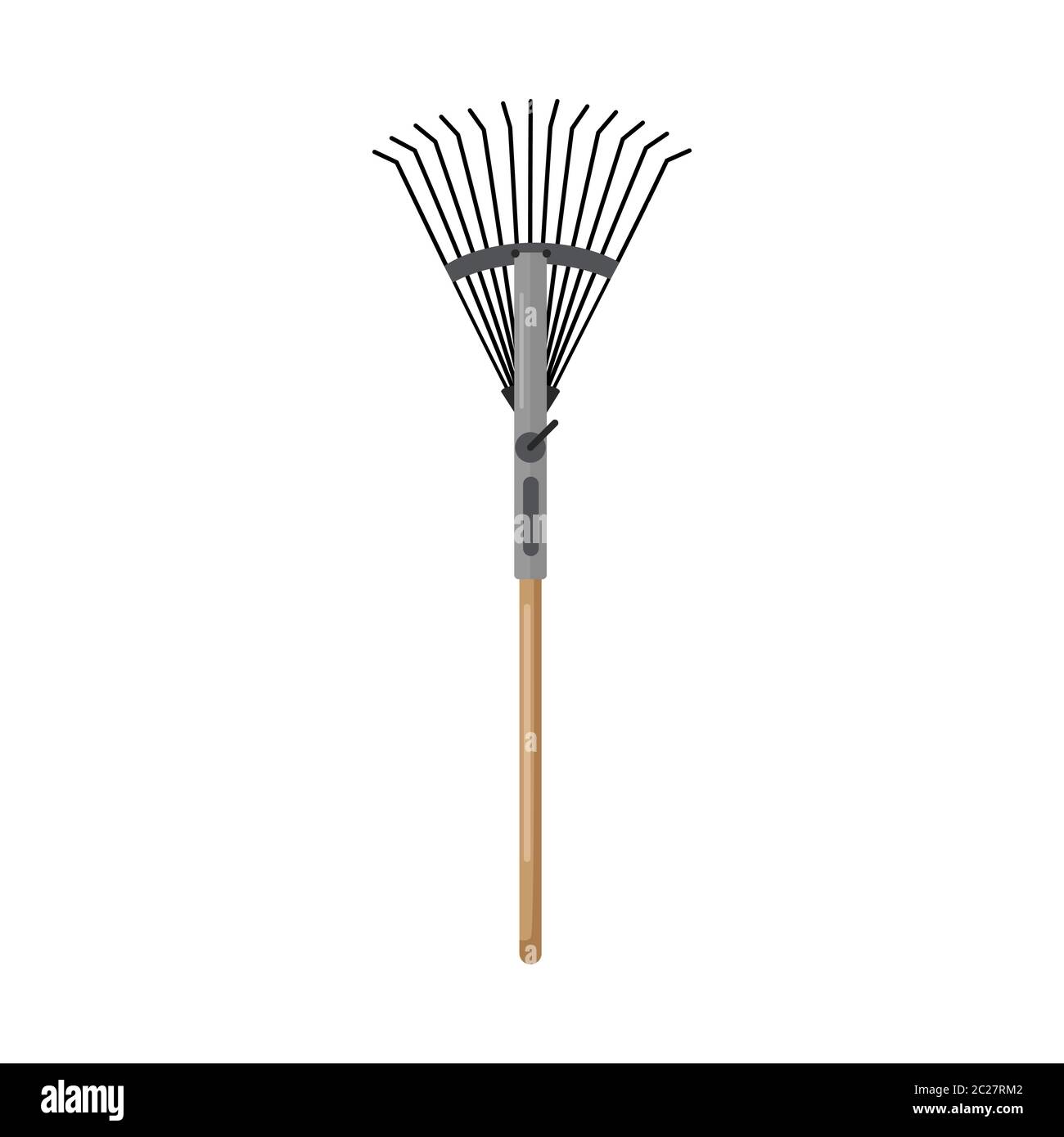Fan pitchfork on white background isolated. Metal hayfork with wooden ...