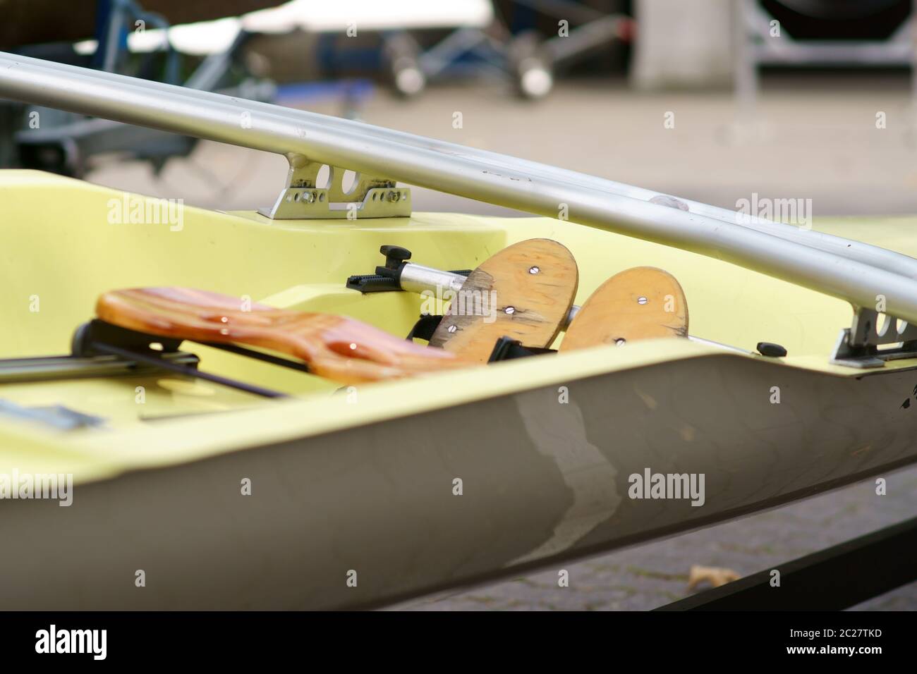 The close-up of a rowing boat's seats in rowing sport Stock Photo - Alamy