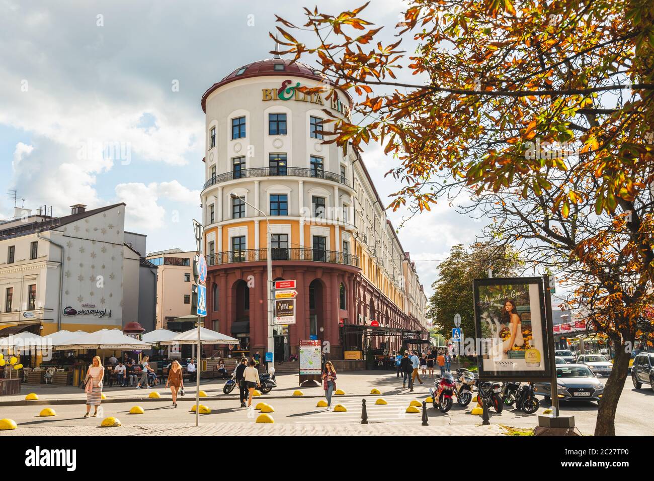 Minsk/Belarus - September 5, 2019 Downtown of Minsk, the capital of ...