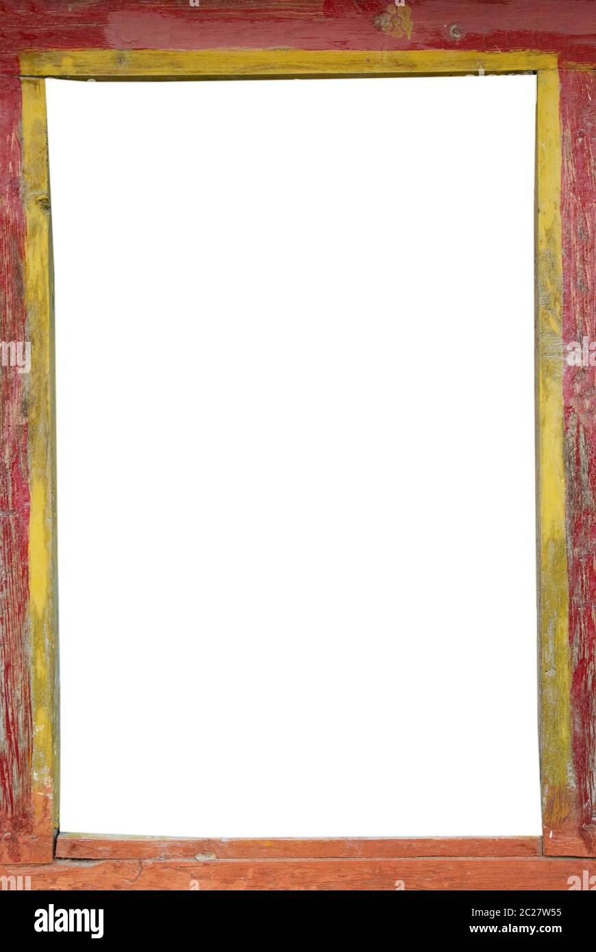 Tibetan empty wooden frame with isolated white space Stock Photo - Alamy