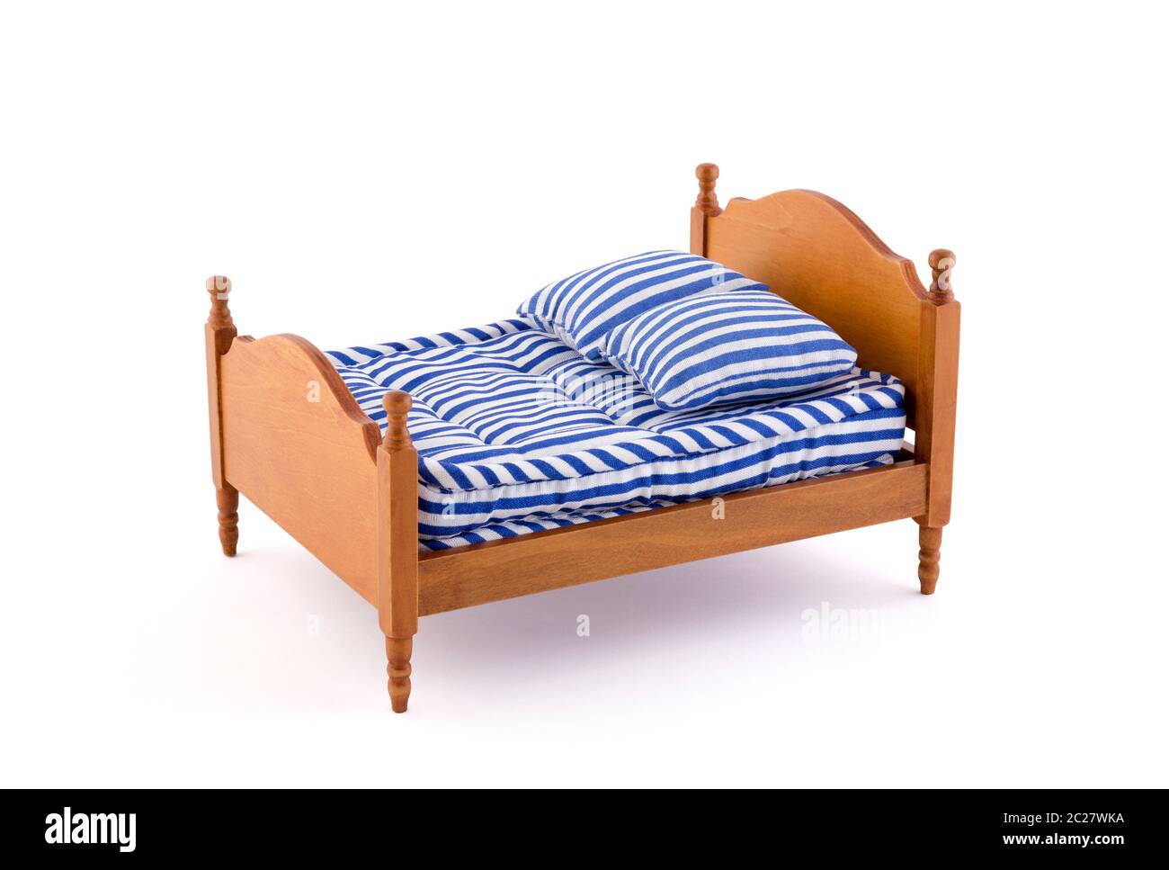 Wooden bed miniature on white background with clipping path Stock Photo ...