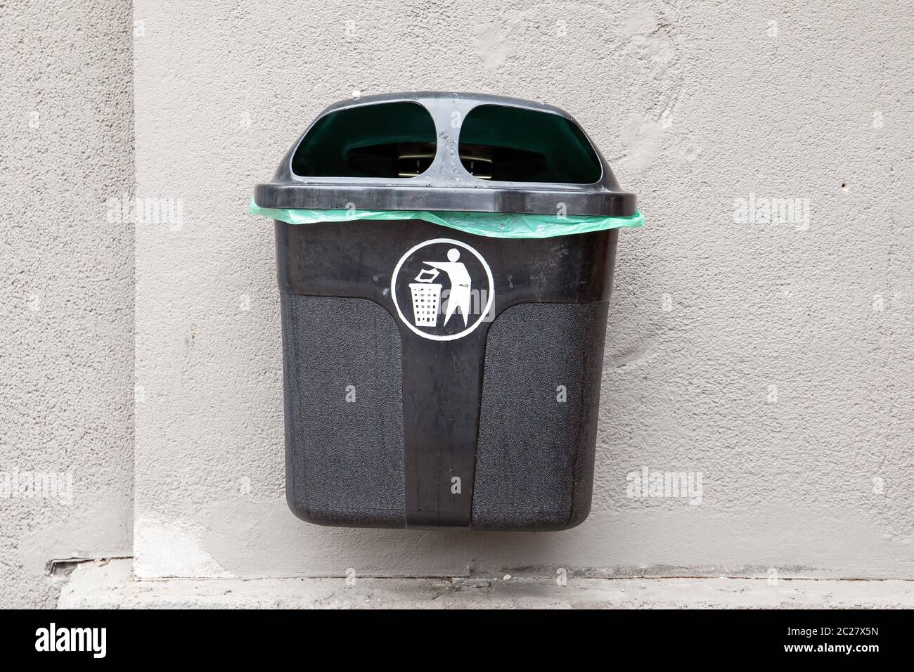Waste bin in a public place. Park, restaurant or cafe. Waste sorting ...