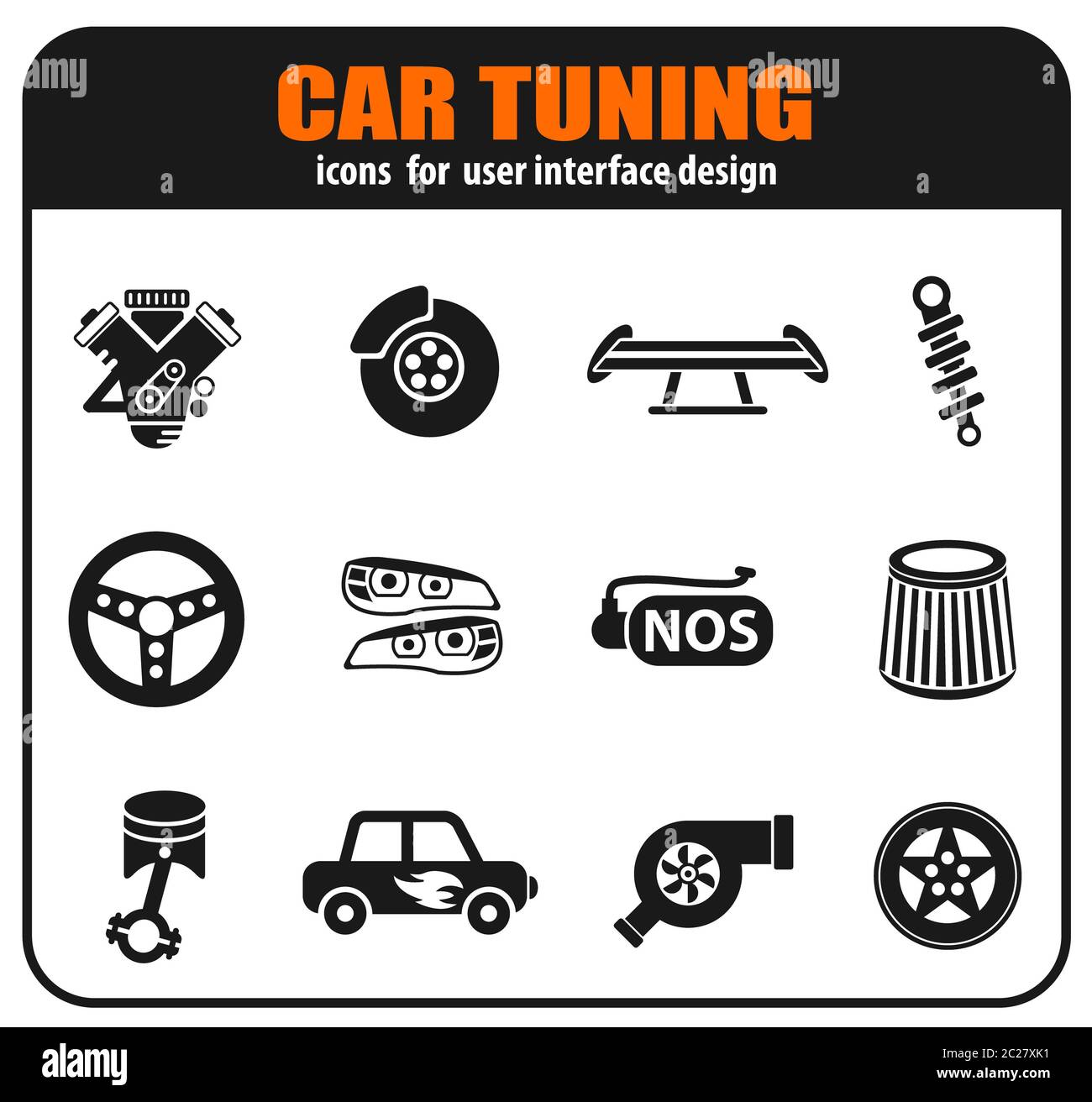 Car tuning icon set for your design. vector icons Stock Photo - Alamy