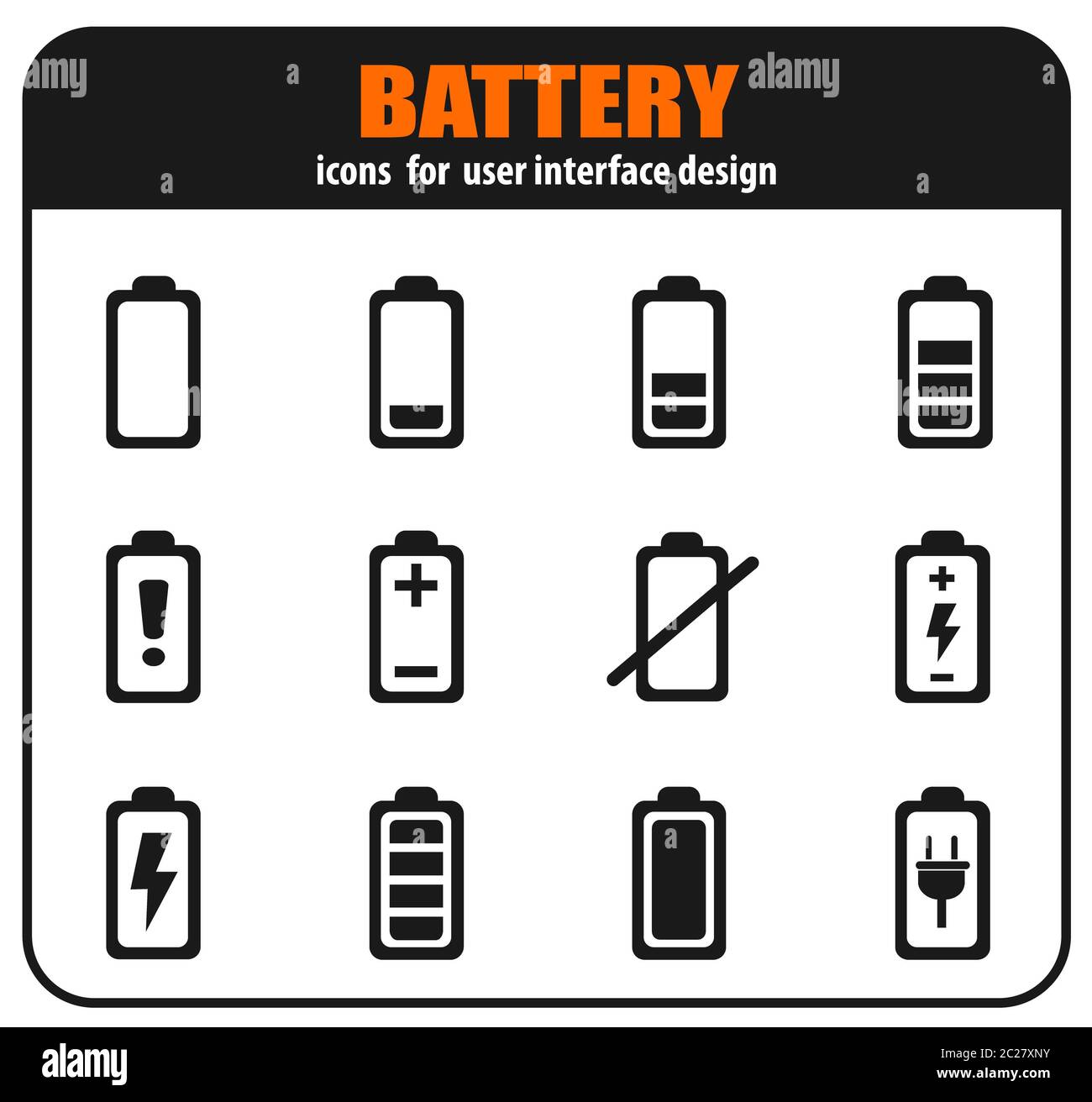 Battery icons set isolated for user interface design. vector ...