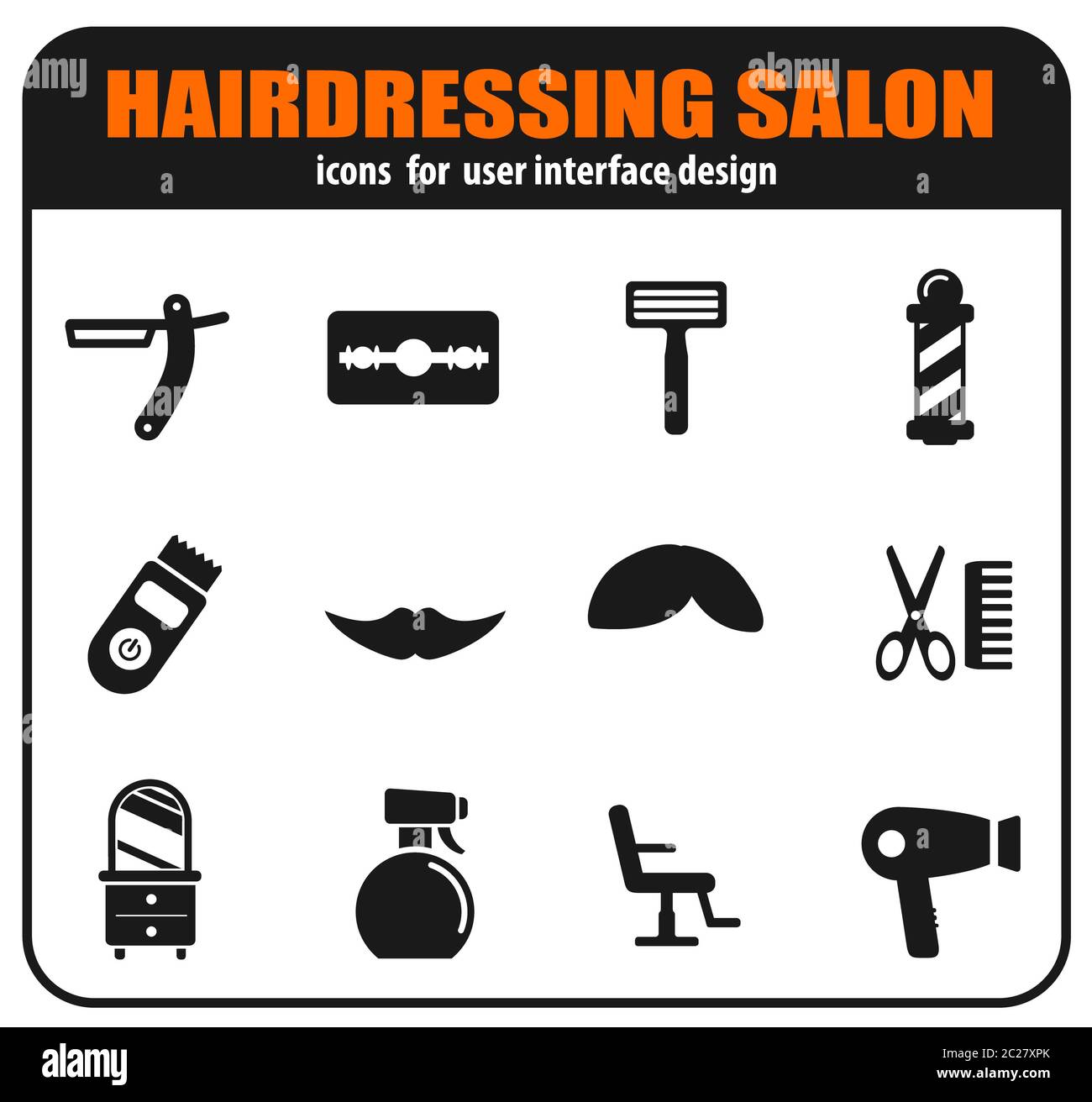 Hairdressing salon icon set for your design. vector icons Stock Photo ...