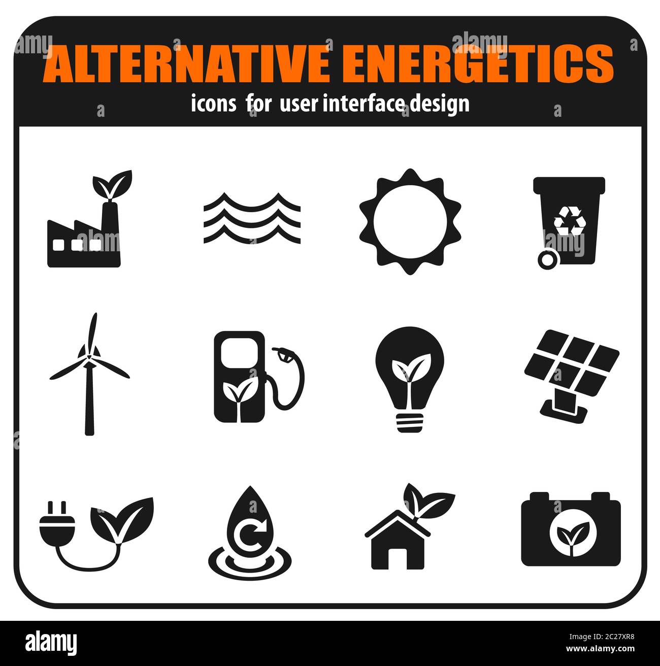 Alternative energetics icons set for user interface design Stock Photo ...