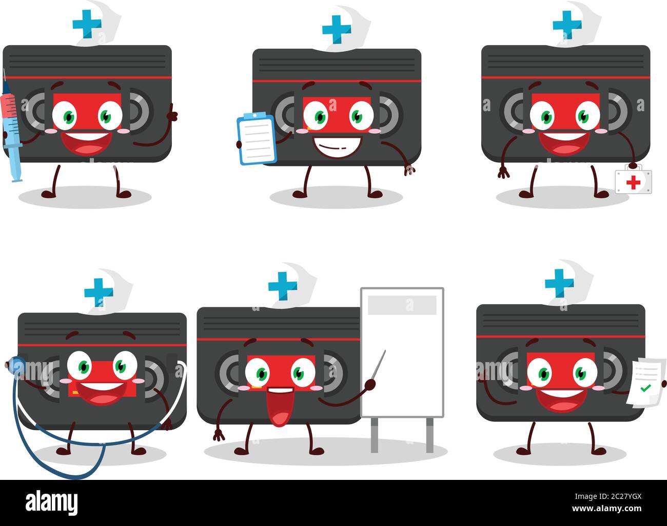 Doctor profession emoticon with retro cassette cartoon character Stock ...