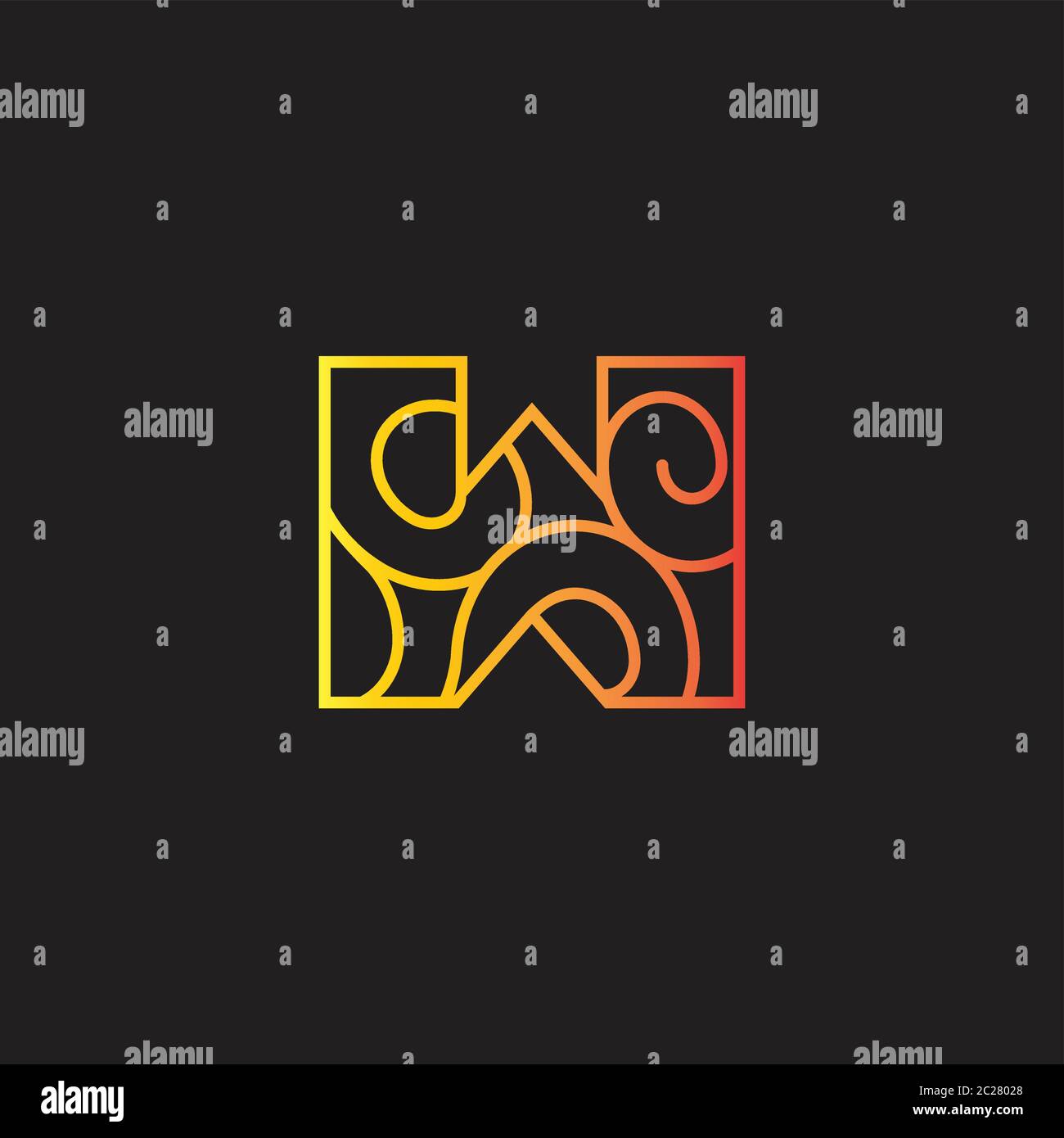 letter w curves thin lines art logo vector Stock Vector Image & Art - Alamy