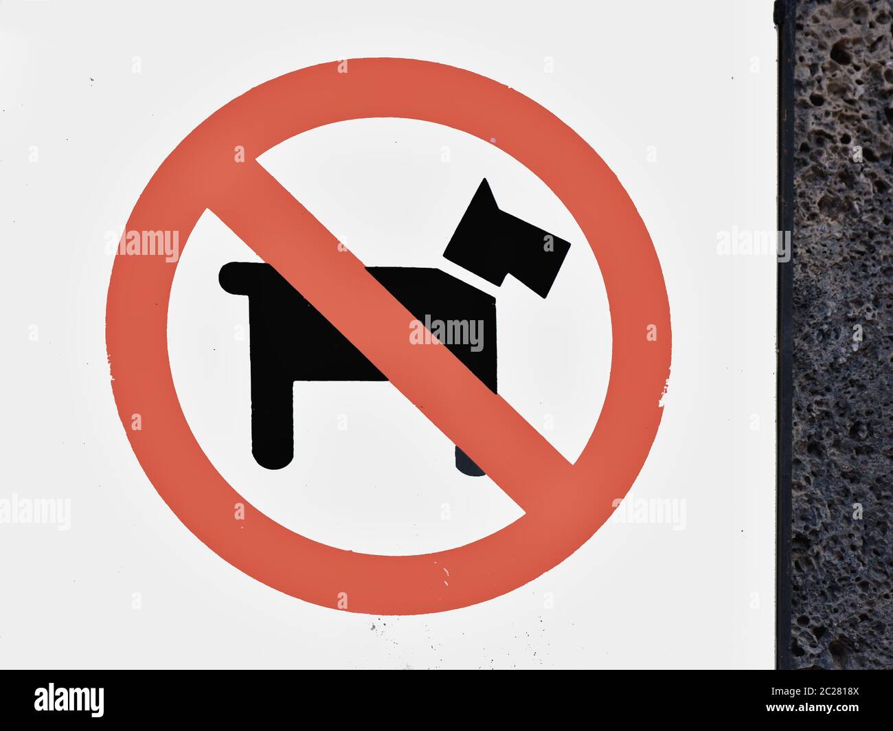 Dogs forbidden sign on a Shield Stock Photo - Alamy