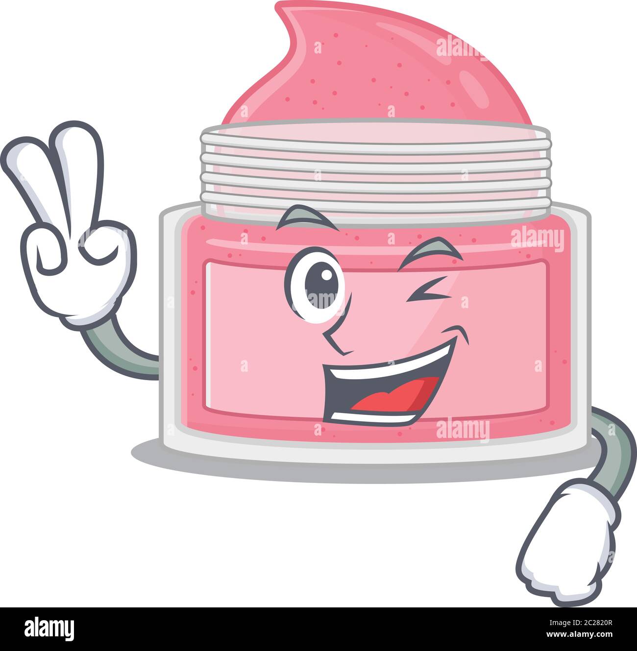 A joyful body srub cartoon mascot style show two fingers pose Stock ...