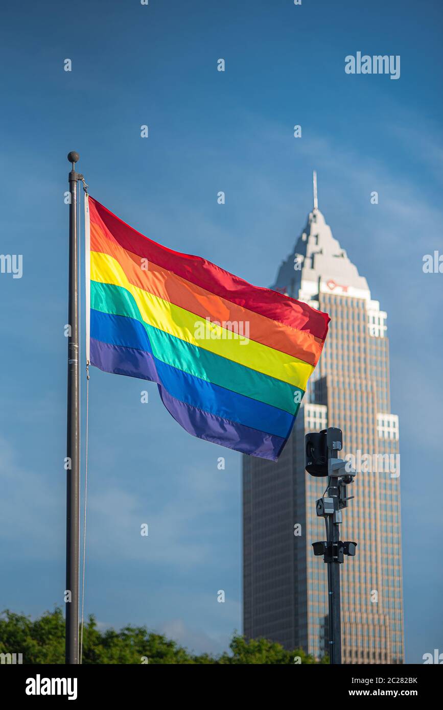 Key Tower gay pride flag lgbtq Stock Photo - Alamy