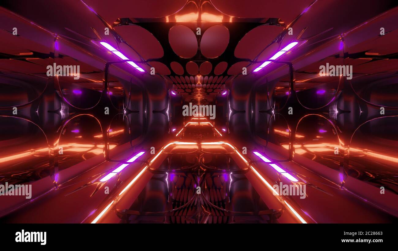 glowing futuristic horror sci-fi temple with nice reflection 3d ...