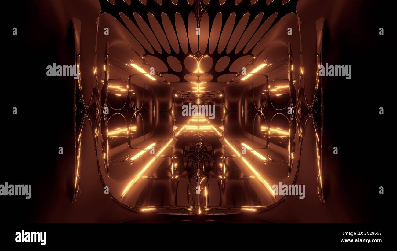 glowing futuristic horror sci-fi temple with nice reflection 3d ...
