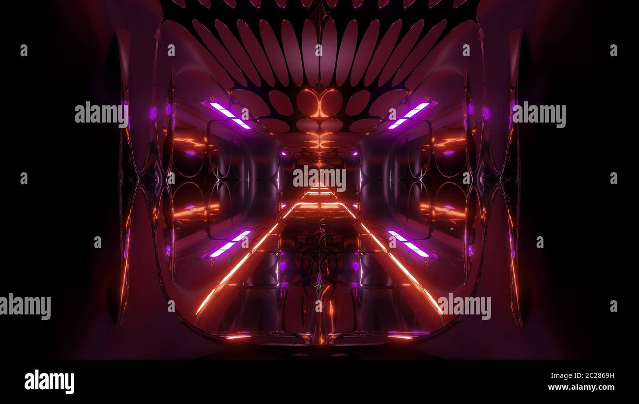 glowing futuristic horror sci-fi temple with nice reflection 3d ...