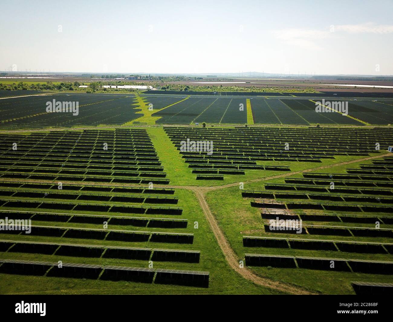 Large solar panel installation from the air Stock Photo - Alamy