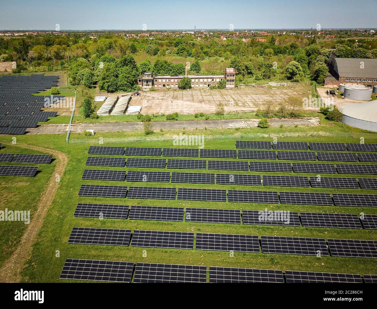 Large solar panel installation from the air Stock Photo - Alamy