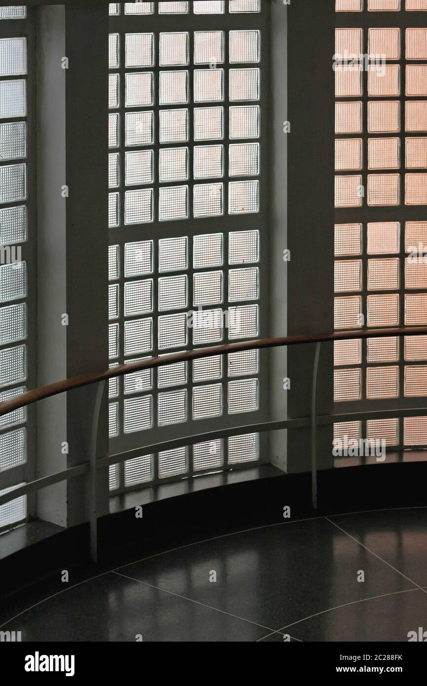 Curved Wall Made From Glass Cubes Blocks Stock Photo - Alamy