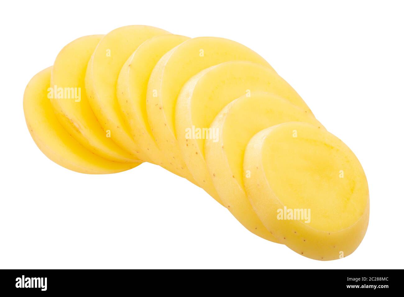 Potato (Solanum tuberosum) tuber, sliced, isolated Stock Photo - Alamy