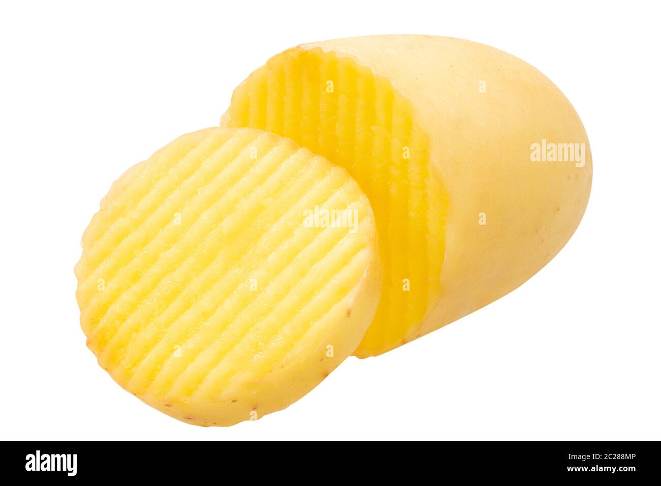 Potato (Solanum tuberosum) tuber, ruffled cut, isolated Stock Photo - Alamy