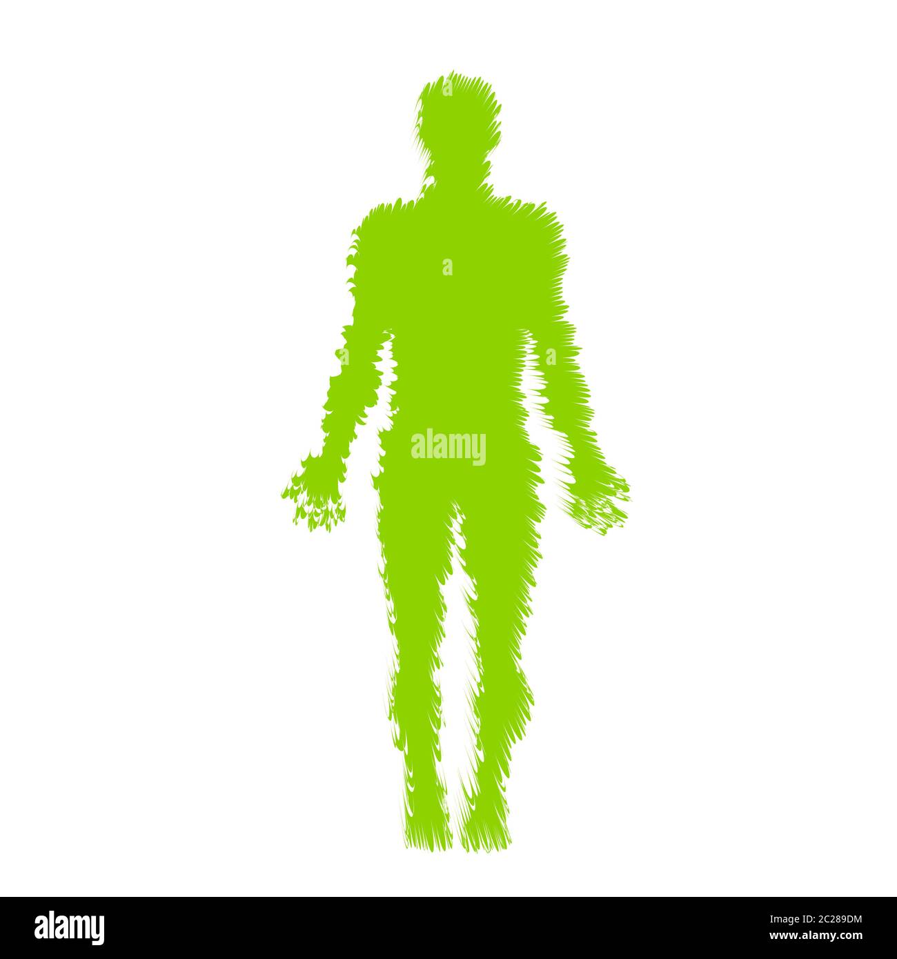 Retro style illustration of a human body standing front view distorted ...