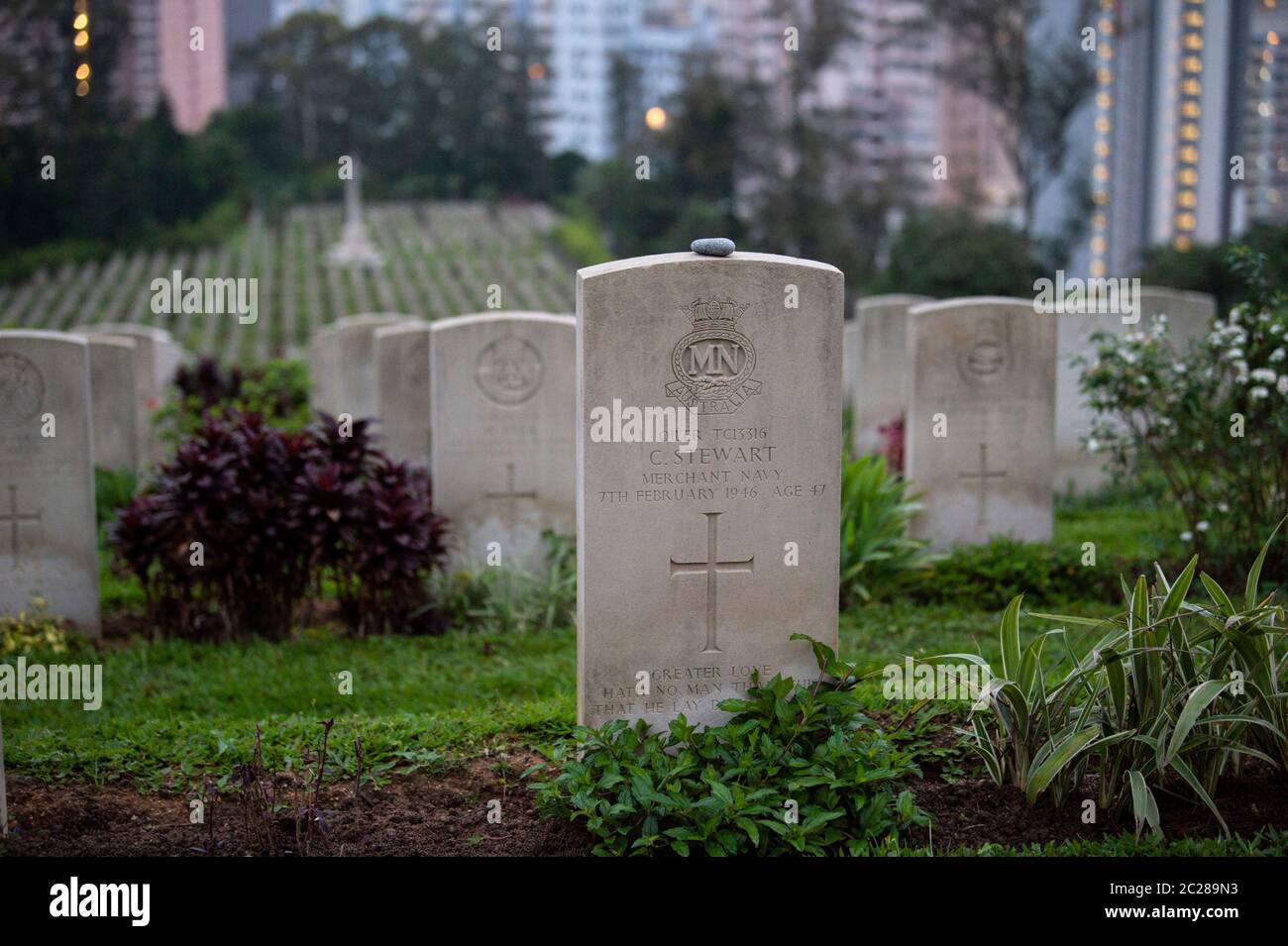 HONG KONG,HONG KONG SAR,CHINA: APRIL 25th 2020. Sai Wan War Cemetery is ...