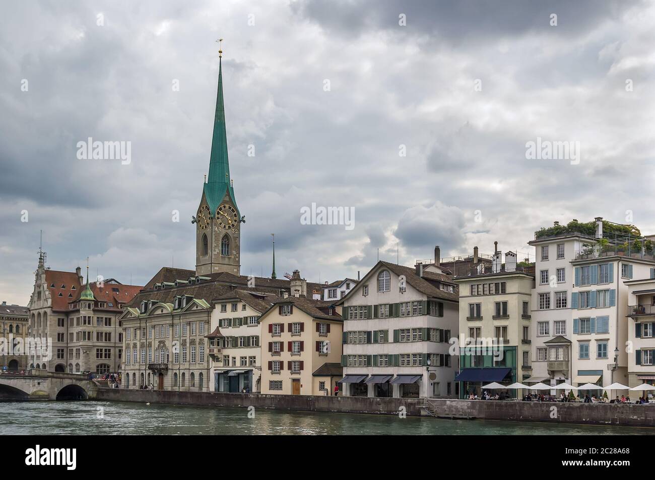 embankment of Limmat river, Zurich Stock Photo - Alamy