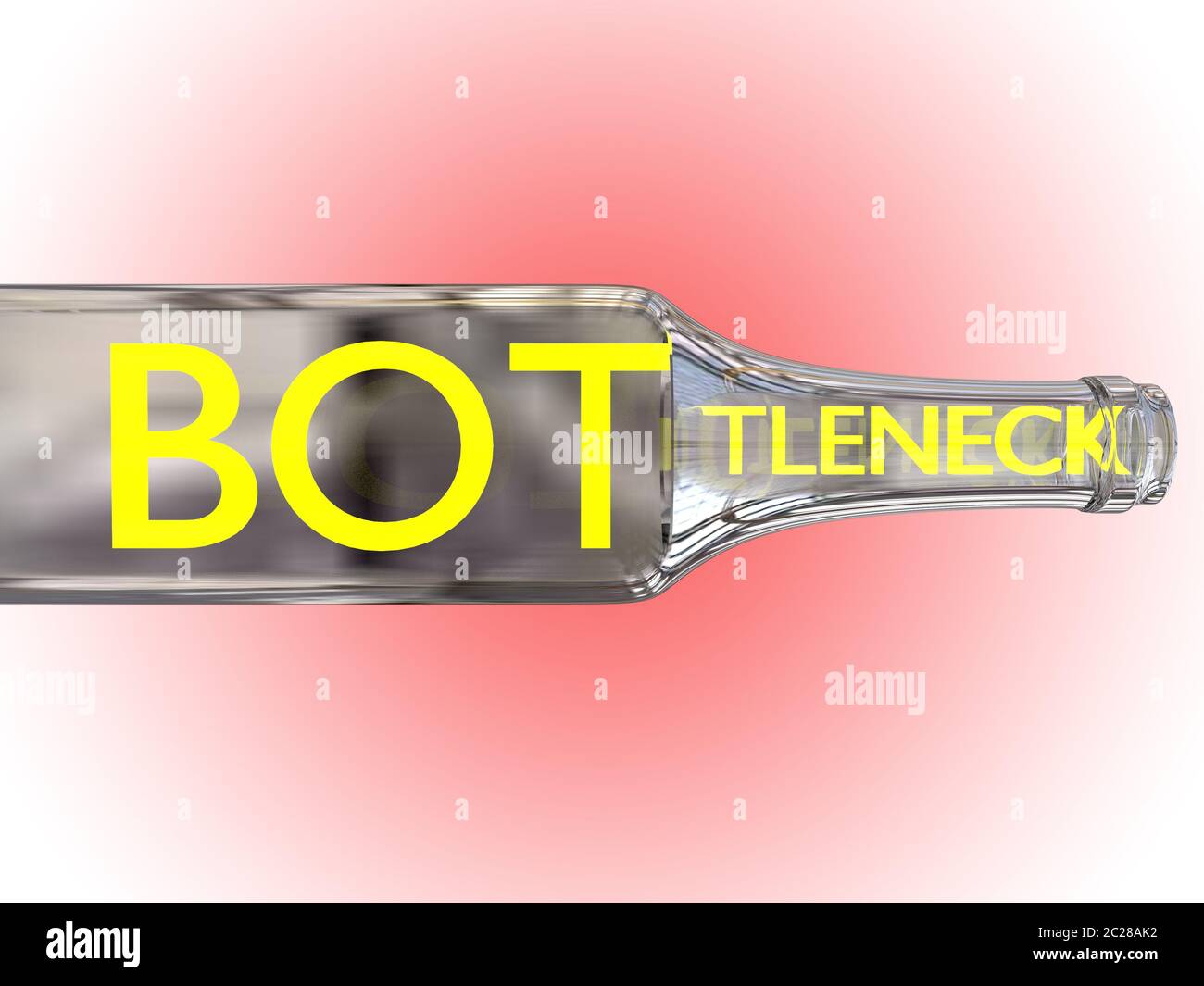 3D illustration of BOTTLENECK concept script in a bottle, isolated on ...