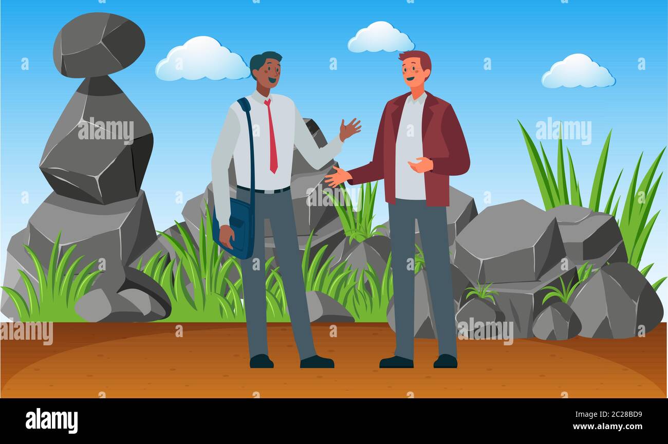 two businessman meeting behind the rock secretly Stock Vector Image ...