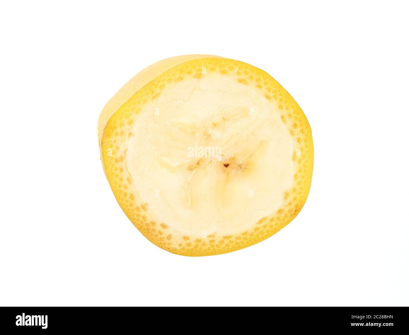 One banana slice, unpeeled. Isolated on white background with clipping ...