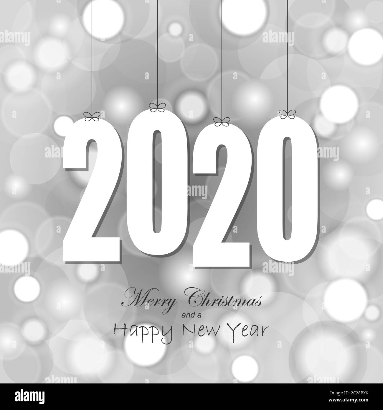 white colored hang tag numbers for New Year 2020 on glittering ...