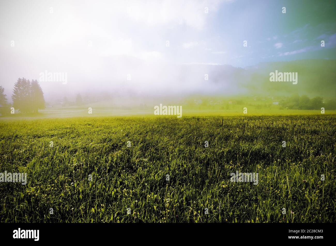 Mist over Austrian landscape Stock Photo - Alamy