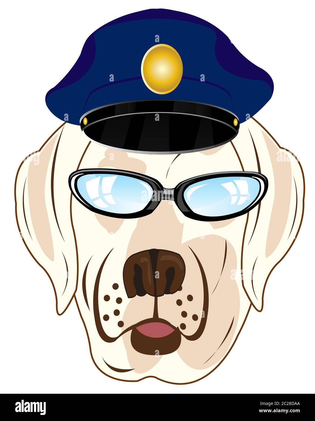 Vector illustration of the cartoon of the mug of the dog in cap and ...