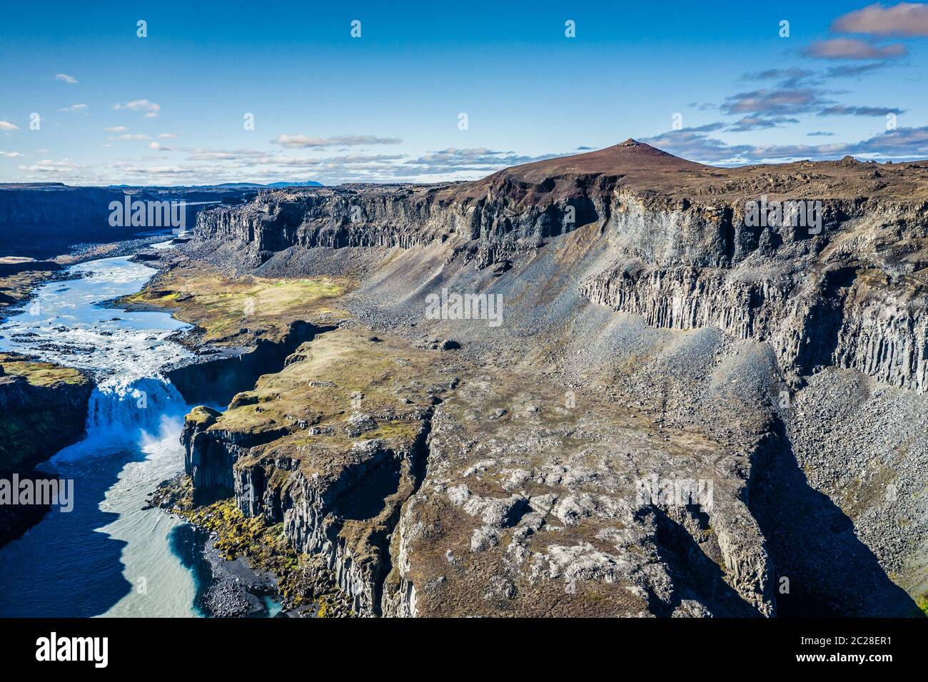 Hafragilsfoss waterfall is part of the never-ending glacier river ...