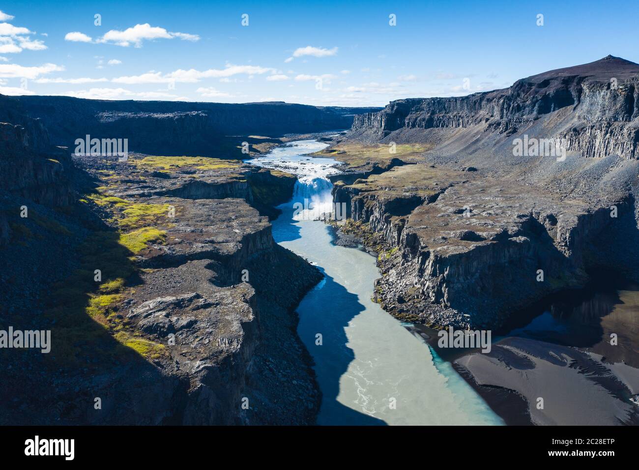 Hafragilsfoss waterfall is part of the never-ending glacier river ...