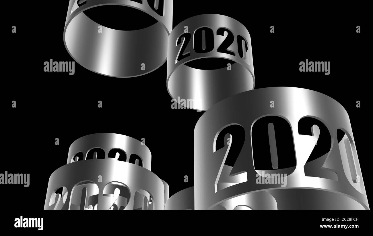 The 3d rendering of 2020 texture isolated with black background color ...