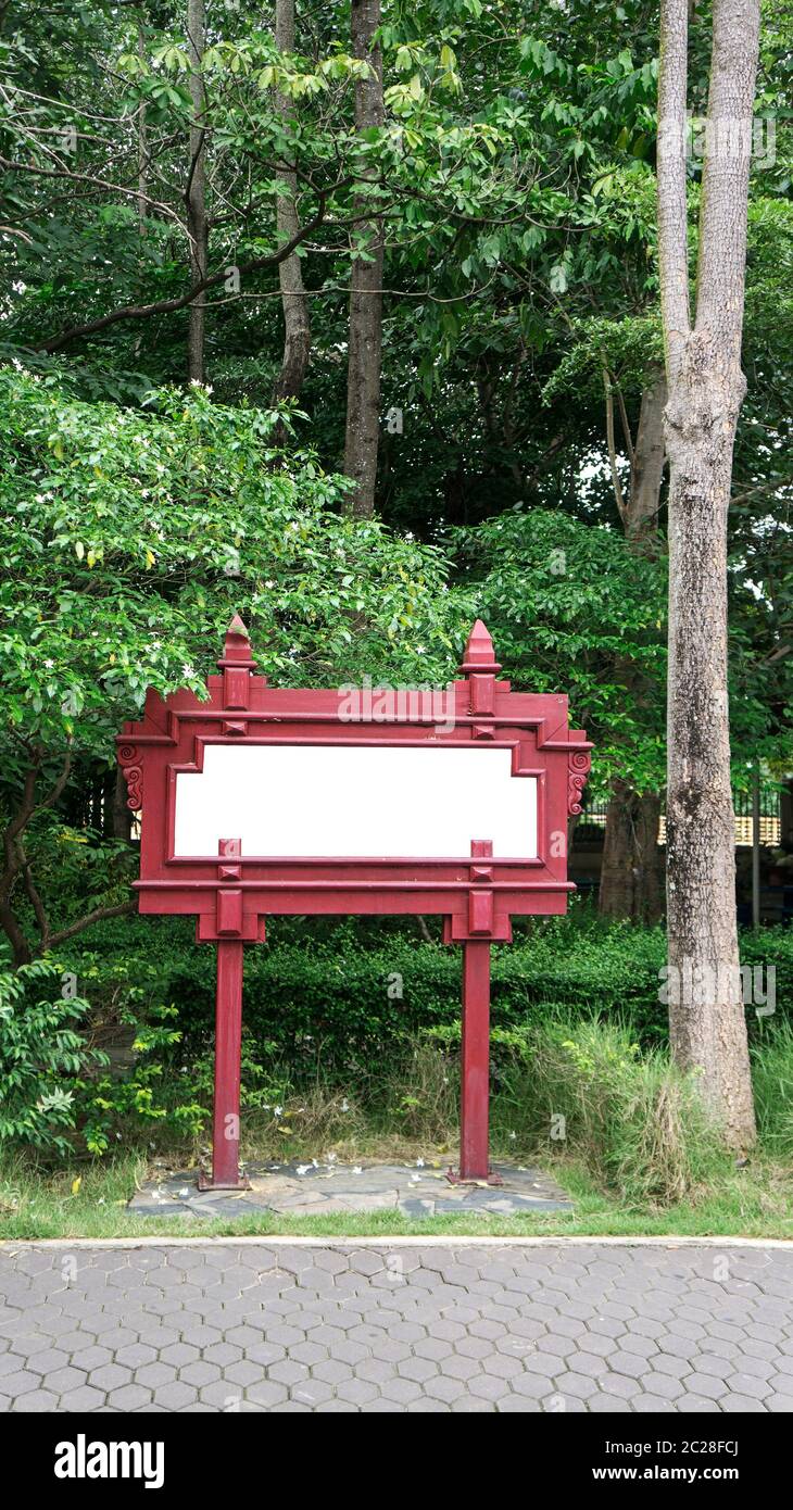 red wood sign Hua Hin empty nature vegetation architecture Stock Photo ...