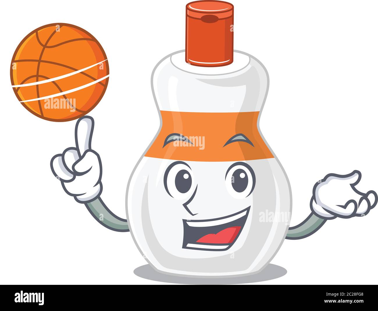 An athletic body lotion cartoon mascot design with basketball Stock ...