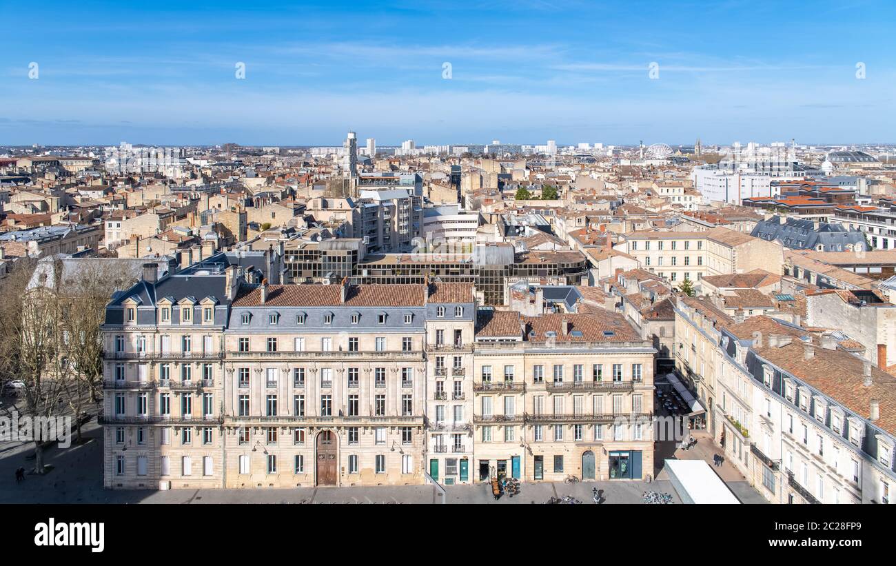 Bordeaux, aerial view, typical tiles roofs in the center Stock Photo ...