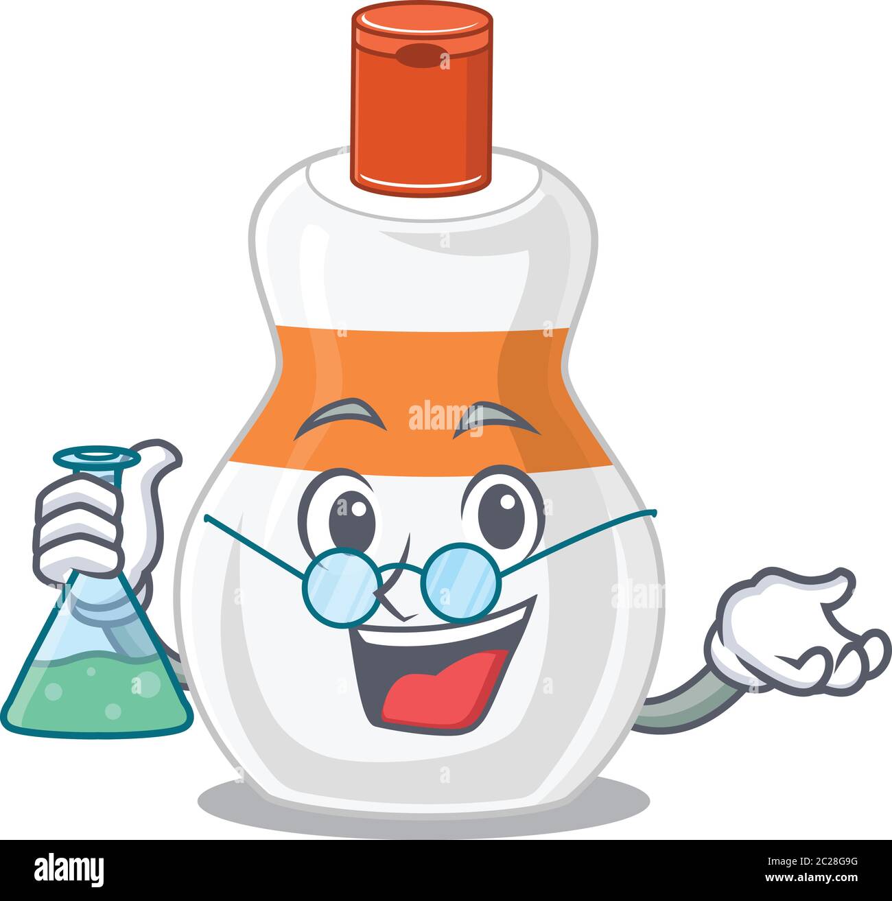 Super Genius Professor of body lotion Caricature character working on a ...