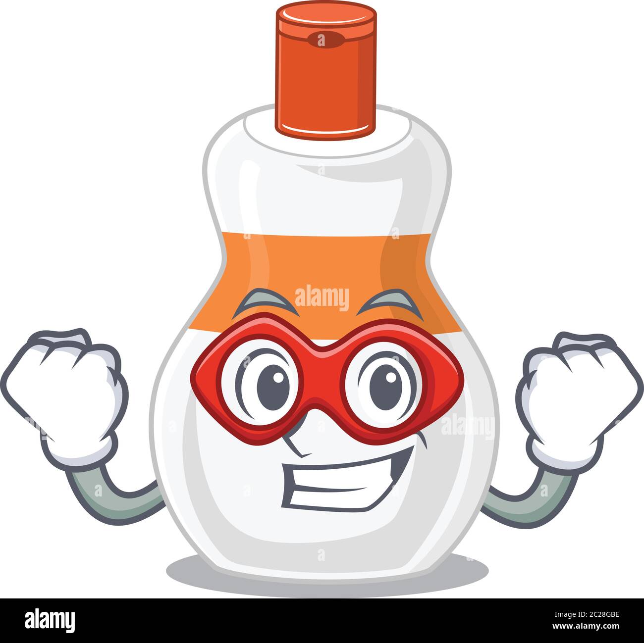A cartoon mascot of body lotion in a fantastic Super hero character ...