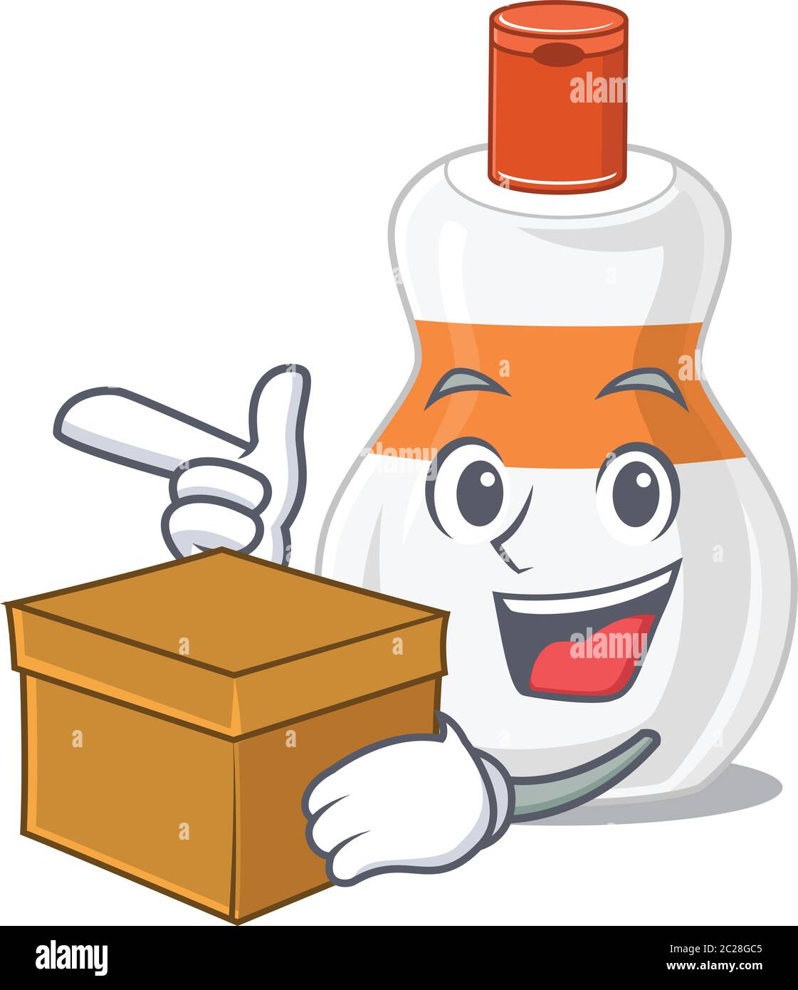A smiling body lotion cartoon mascot style having a box Stock Vector ...