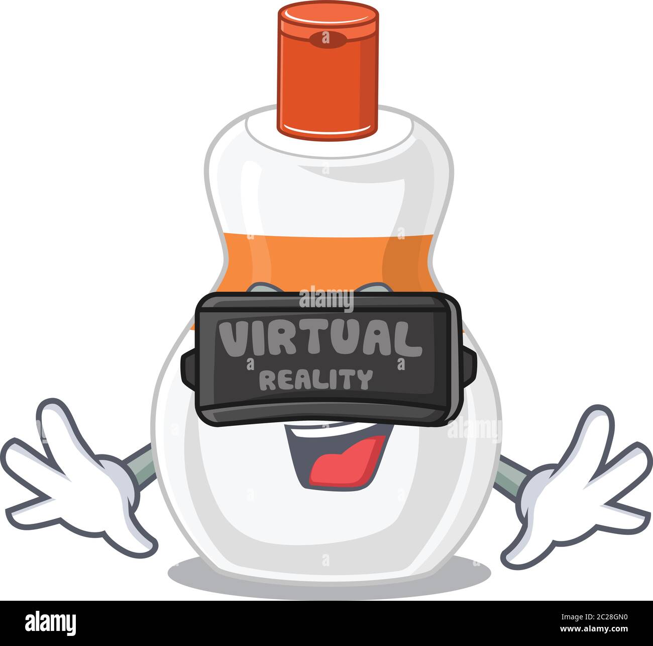 Body lotion cartoon image play a game with Virtual Reality headset ...