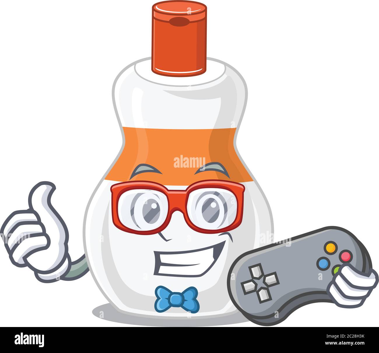 Cartoon Mascot design of body lotion gamer using controller Stock ...