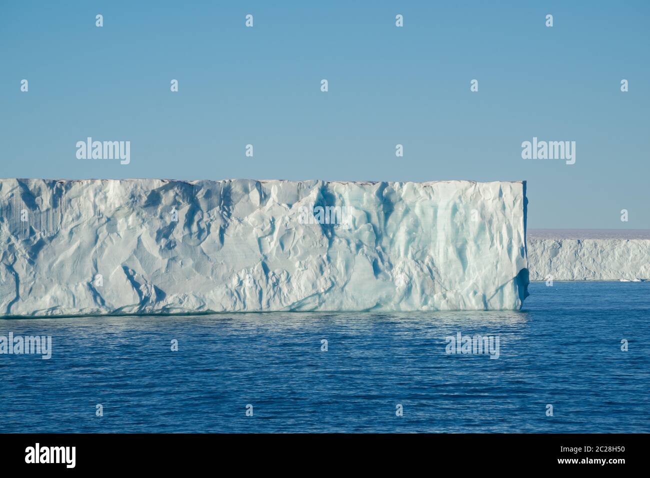 Tabular iceberg at a place called "Nordaustlandet" on Svalbard. Blue ...